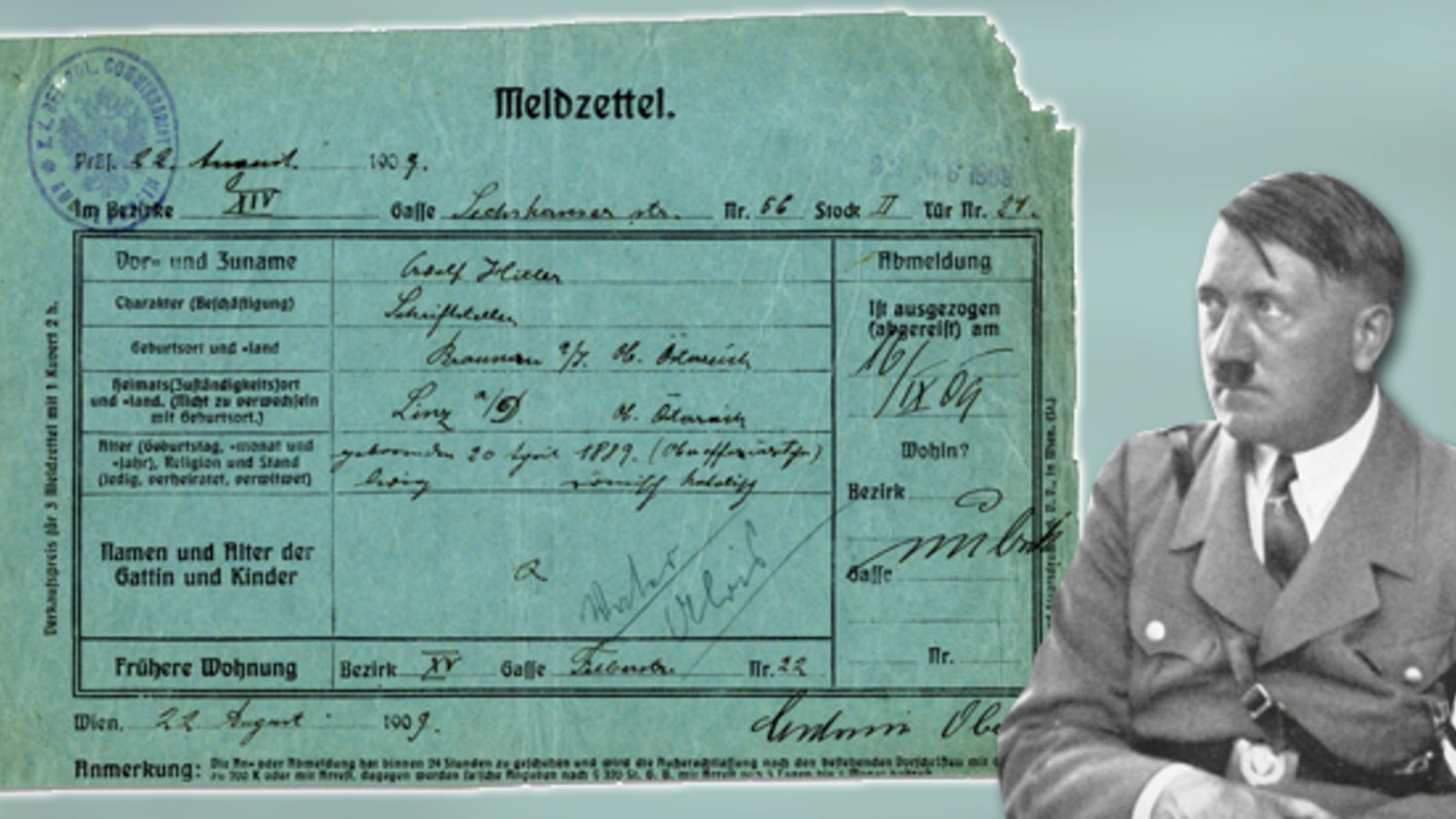 Hitlers Wiener Meldezettel wird versteigert - oe24.at