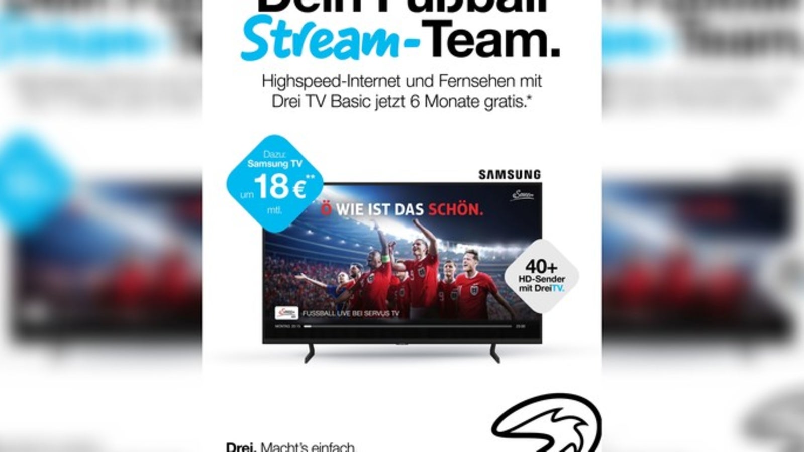 TV Bundle EM-Aktion: DataNet 100 + Drei TV Basic + 50 Zoll Samsung ...
